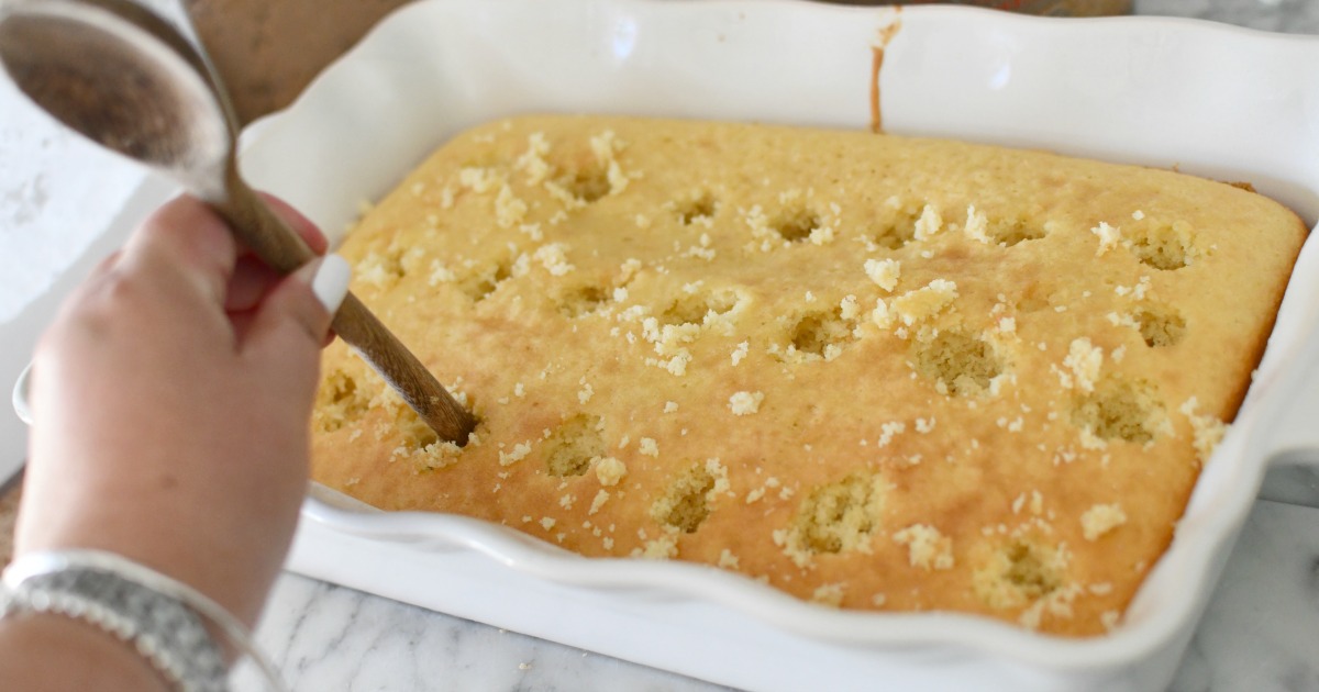 Best Cinnamon Roll Poke Cake Using Boxed Cake Mix | Hip2Save