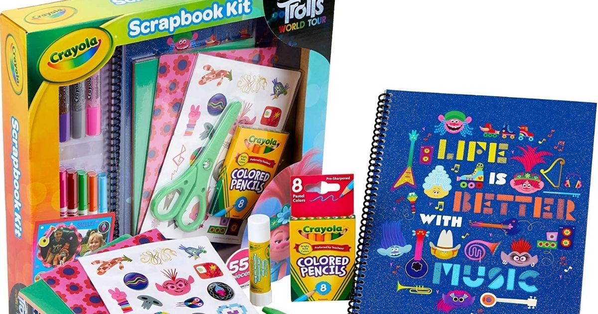 Crayola Trolls 2 World Tour Scrapbook Kit w/ Over 60 Art Supplies Only ...