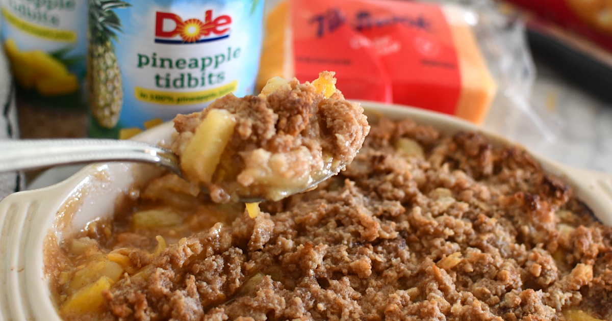 Southern Pineapple Casserole with Cheddar Cheese - It's So Good!