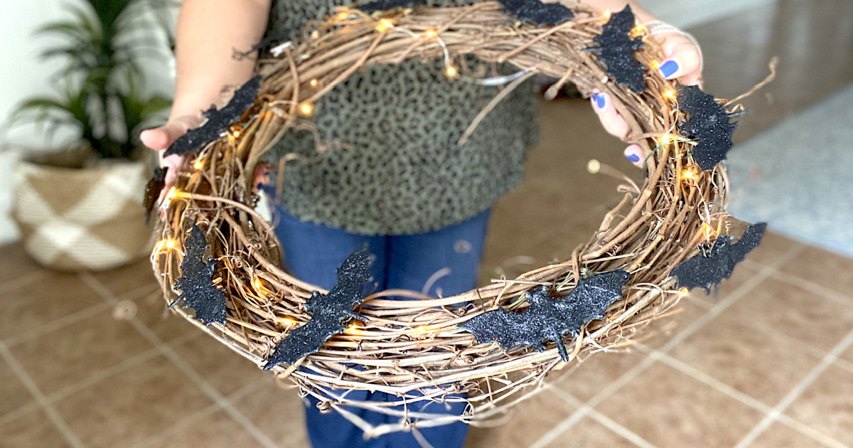 Create a Halloween Bat Wreath in Just 10 Minutes | Hip2Save