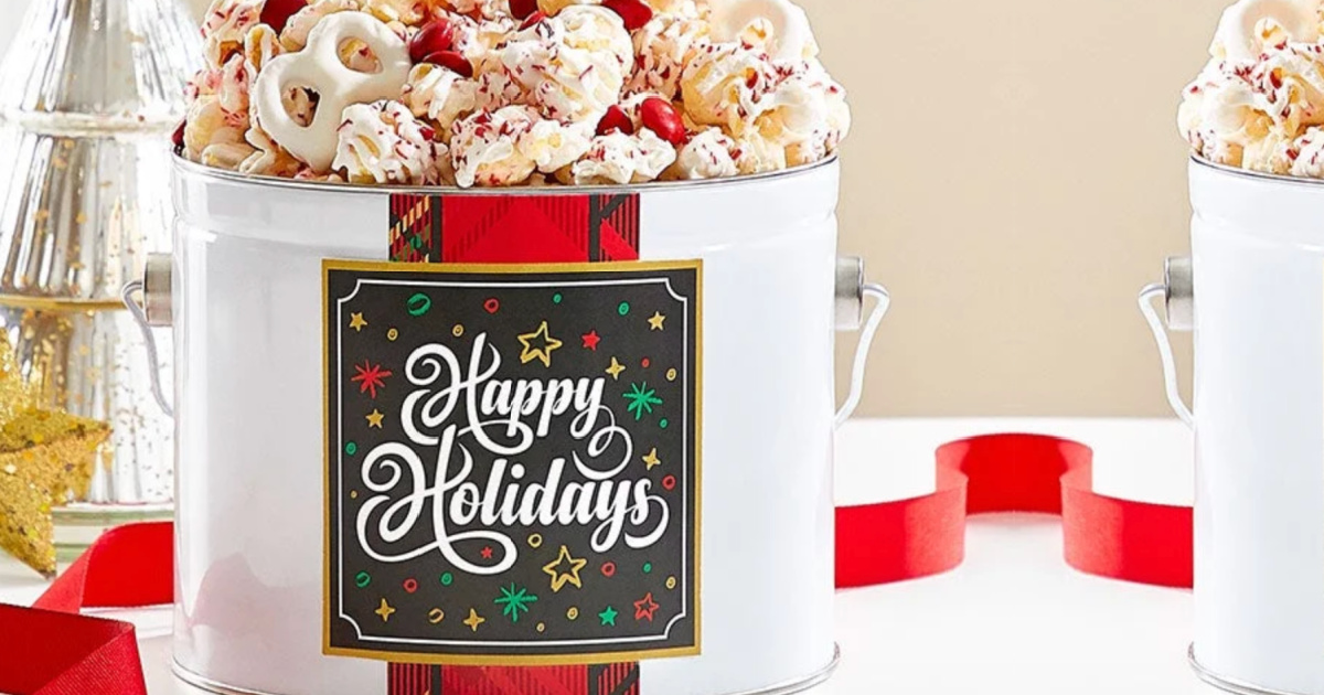 The Popcorn Factory Peppermint Popcorn Holiday Pail Just $24.99 Shipped ...