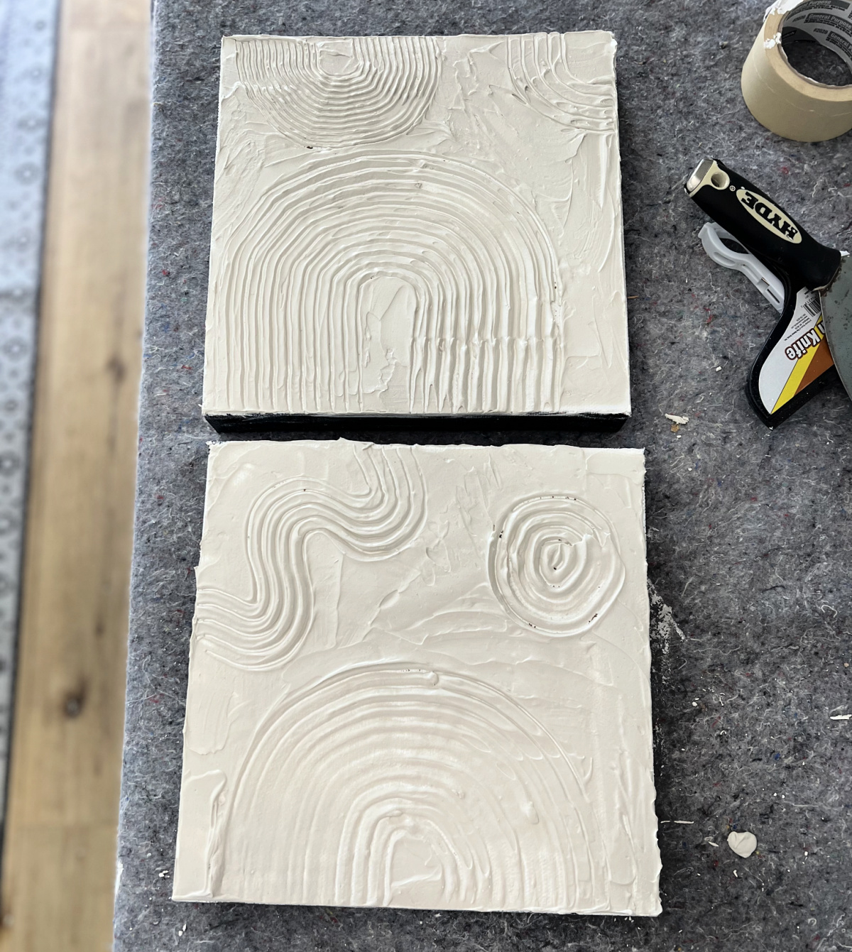 Make DIY Plaster Art on Canvas Using Drywall Joint Compound
