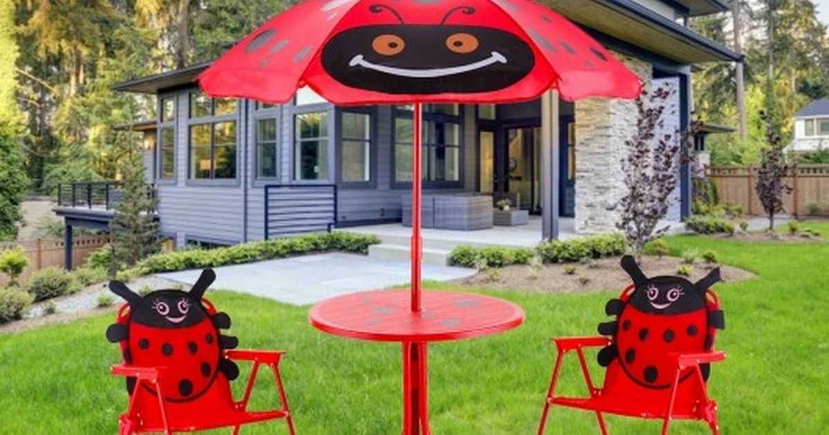Kids Patio Table & Chairs Set w/ Umbrella Only $49 Shipped (Regularly ...