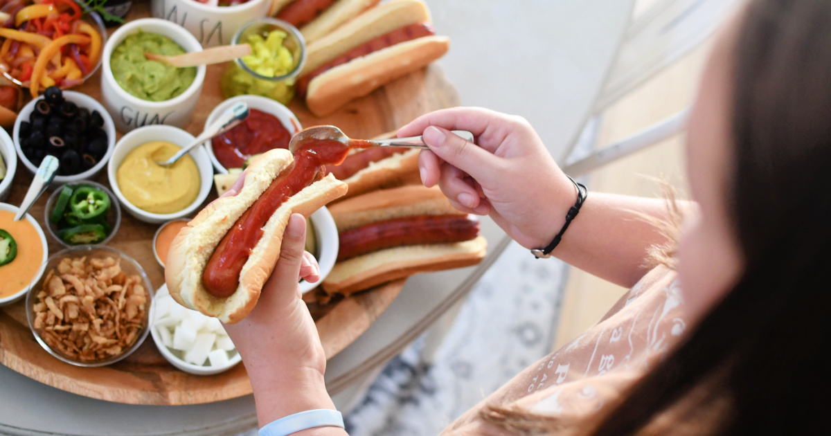 Build Your Own Creative Hot Dog Bar Board for a Crowd! | Hip2Save