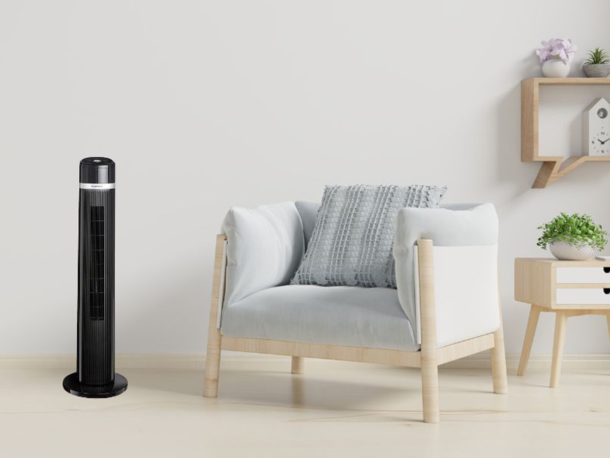 Amazon Basics Oscillating 3-Speed Tower Fan Only $27.53 Shipped | Hip2Save