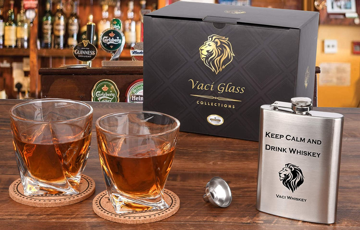 Crystal Whiskey Glass Set Just $15 on Amazon (Includes Free Flask ...