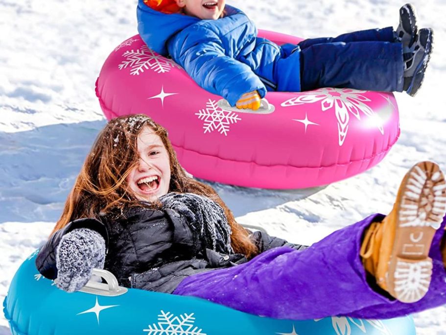 Inflatable Snow Tubes 2-Pack Only $16.99 on Amazon (Use as Pool Floats ...