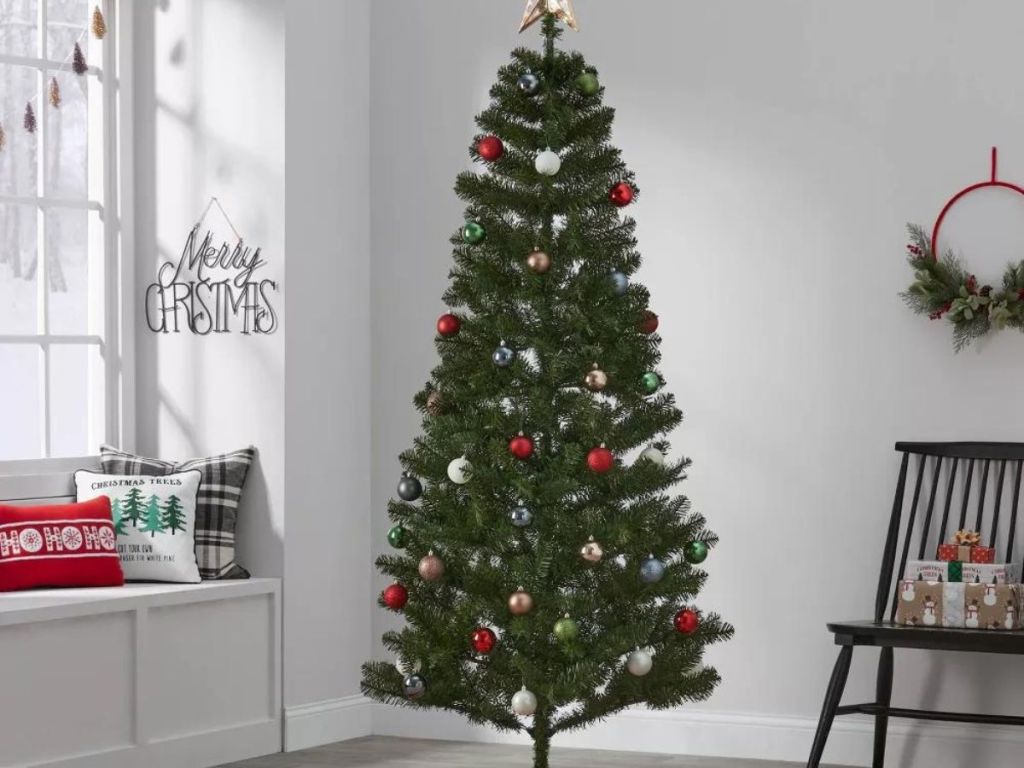 50% Off Target Christmas Trees | Wondershop 7' Slim Flocked Pre-Lit ...