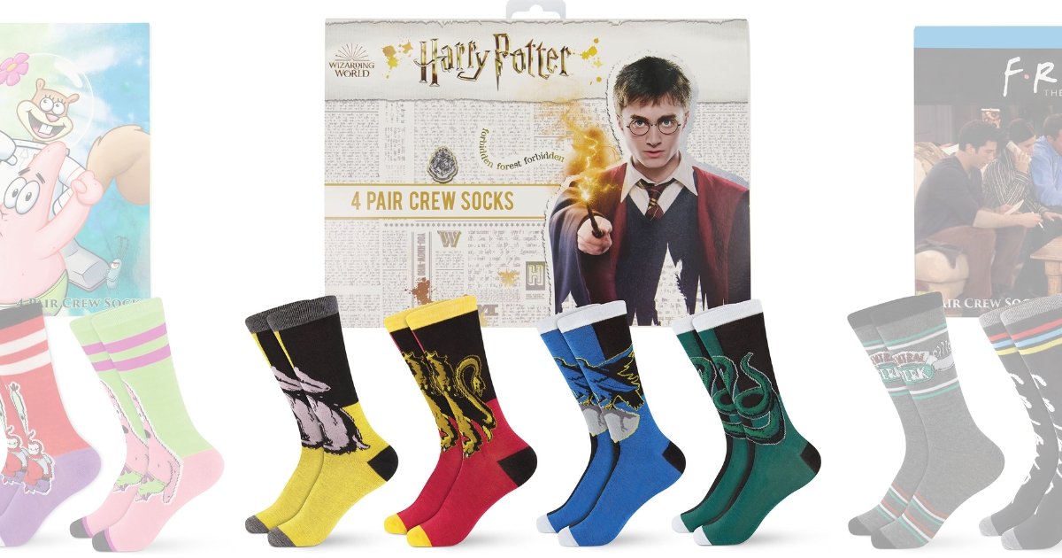 Character Socks 4-Packs Just $18.71 on Amazon | Harry Potter, SpongeBob ...