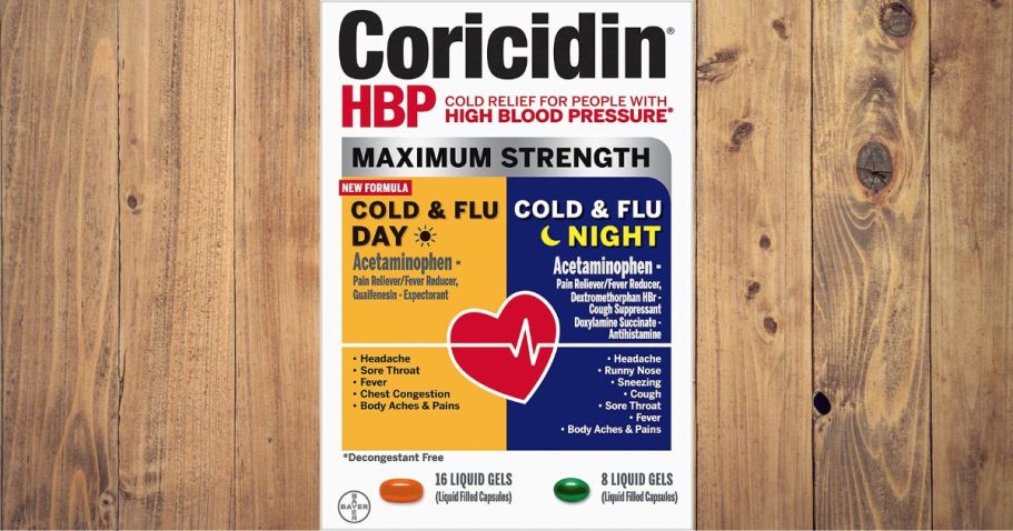 Coricidin HBP Cold & Flu Liquid Gels 24-Count Only $5 Shipped on Amazon ...