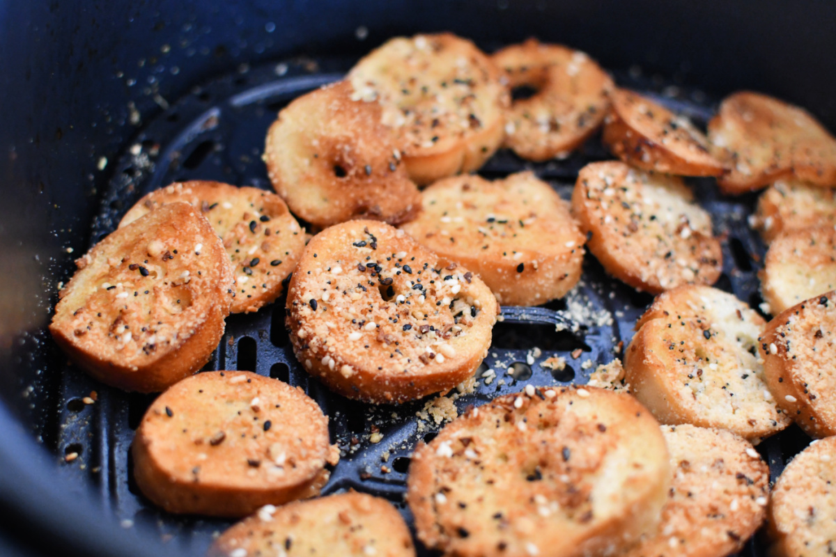 Repurpose Day Old Bagels to Make Easy Air Fryer Bagel Chips!