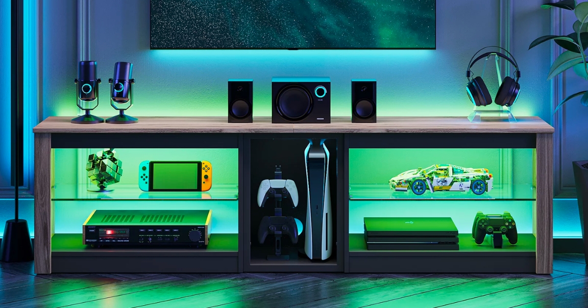 Gaming TV Stand w/ LED Lights Only $118 Shipped on Walmart.com | Hip2Save