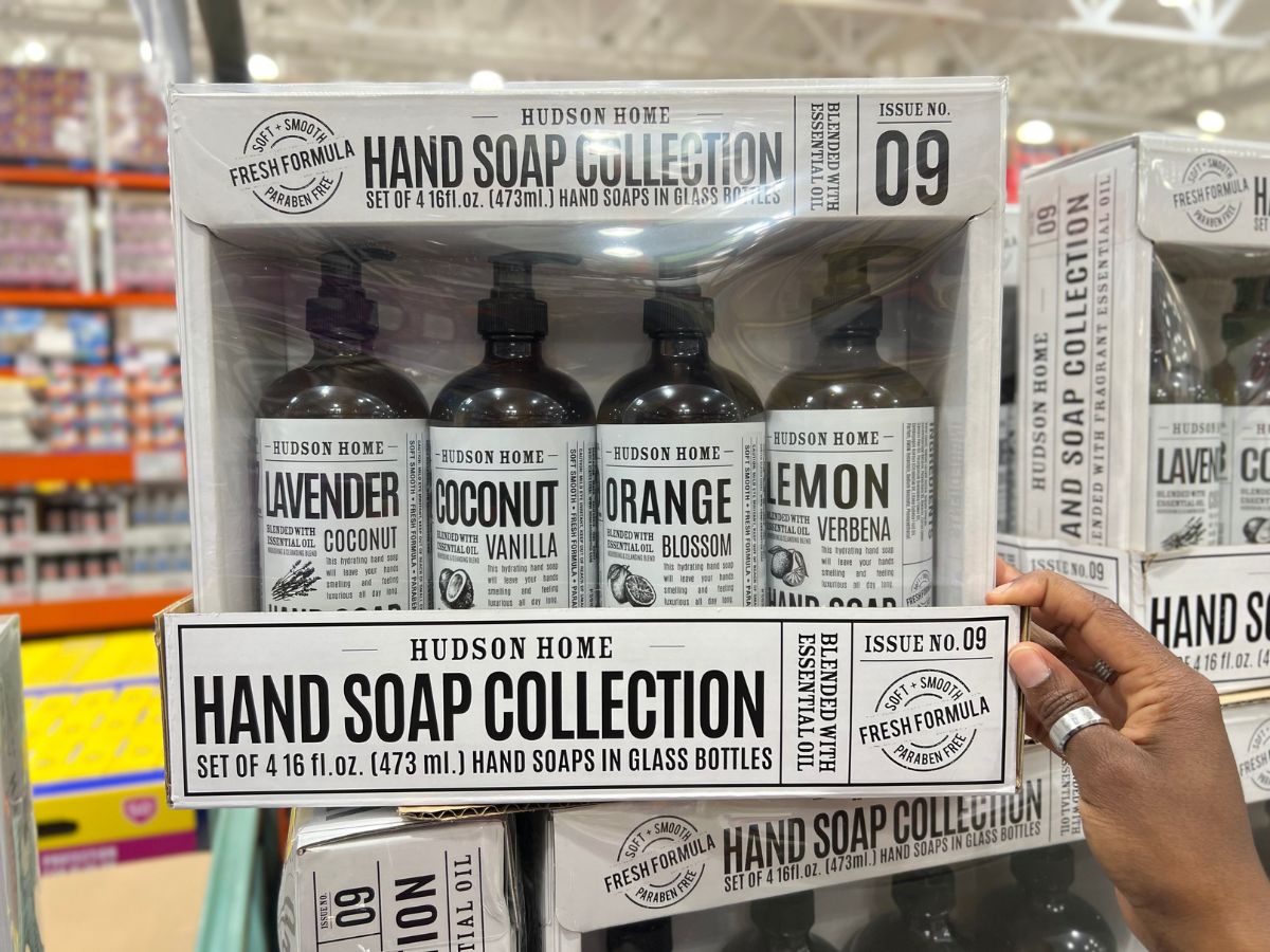Hudson Home 4-Piece Hand Soap Collection w/ Glass Bottles Only $12.49 ...