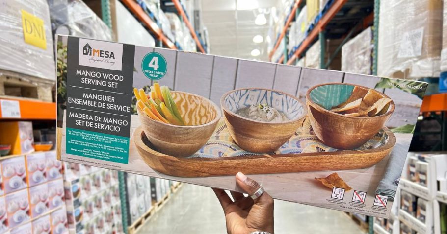 Mango Wood Serving Set w/ Bowls Only $24.99 at Costco (Available in Two ...