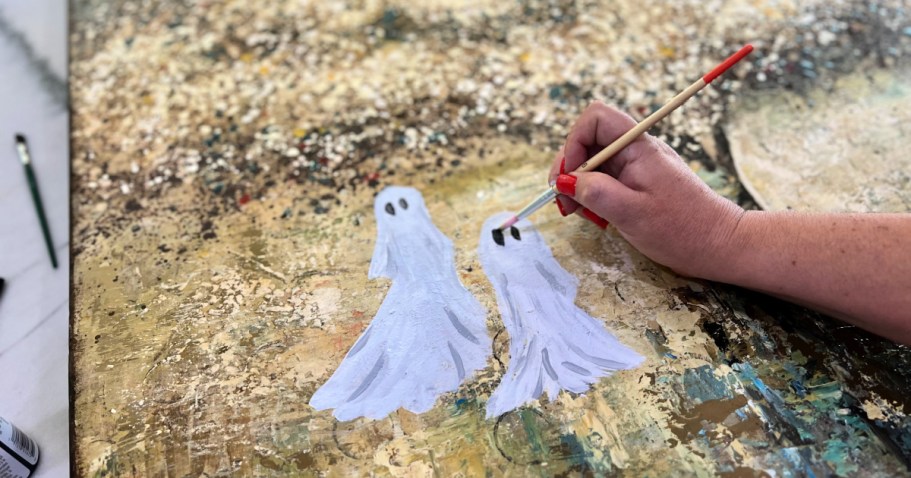 DIY Thrift Store Ghost Painting Makeover for Halloween