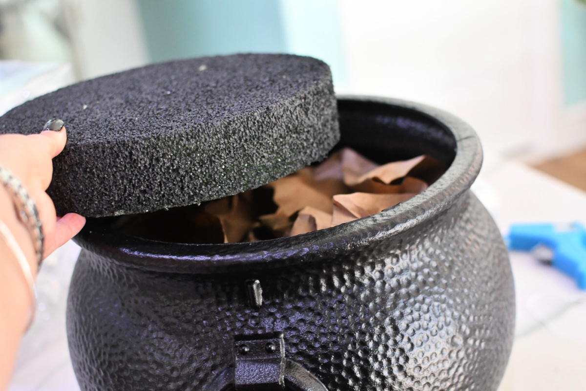 Create a DIY Halloween Witches Cauldron Using Clear Ornaments!