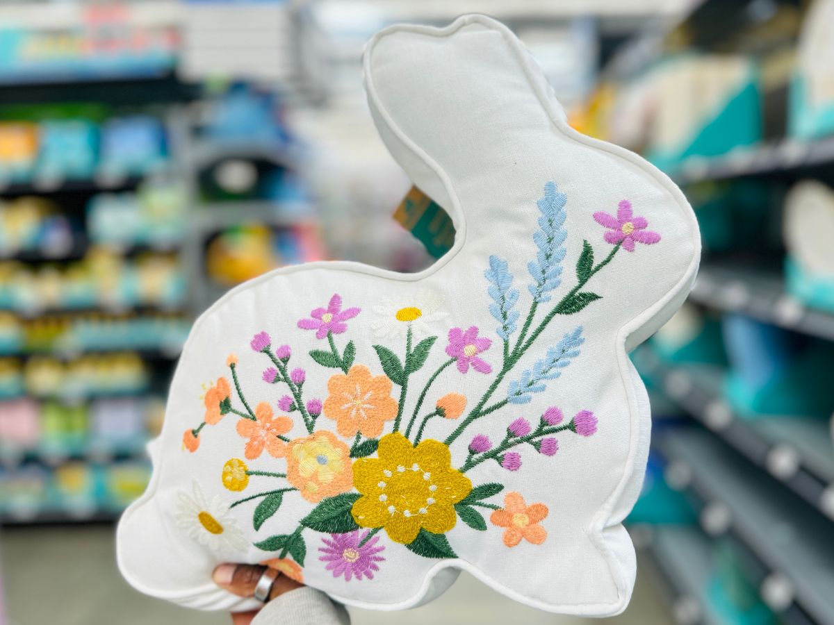 *NEW* Walmart Easter Decorations | Embroidered Bunny Pillow Just $9.98 ...