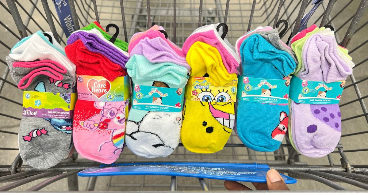 Walmart Character Socks 6-Pack Just $5.97 | Squishmallows, Stitch, Care ...