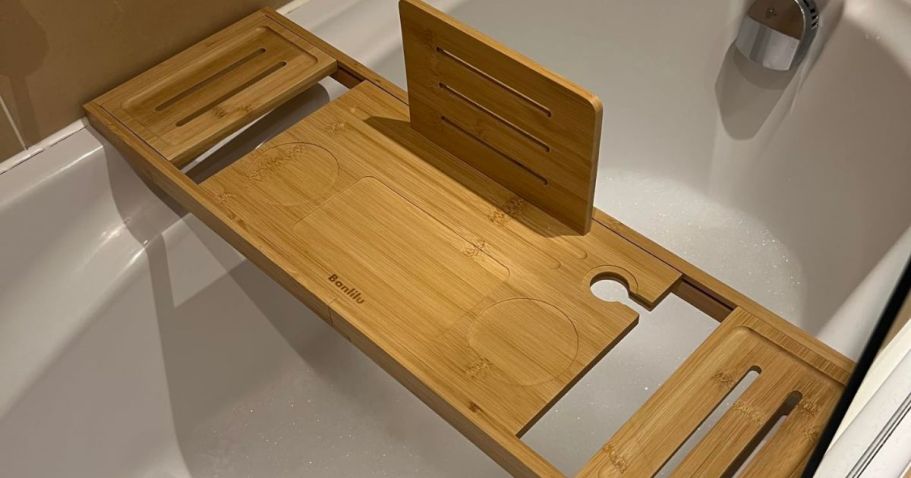 Bamboo Bath Caddy w/ Extendable Sides Only $17.99 on Amazon (Mother's ...