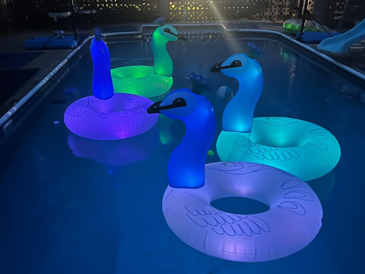 Light-Up Peacock Pool Float 2-Pack Under $20 on Amazon | Hip2Save