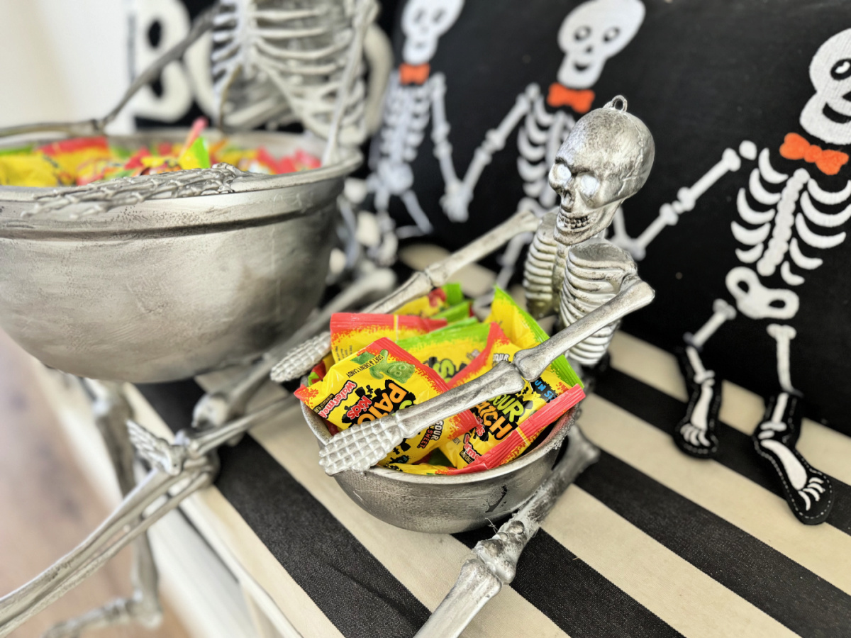 DIY Halloween Skeleton Candy Bowl (Pottery Barn Inspired Craft!)