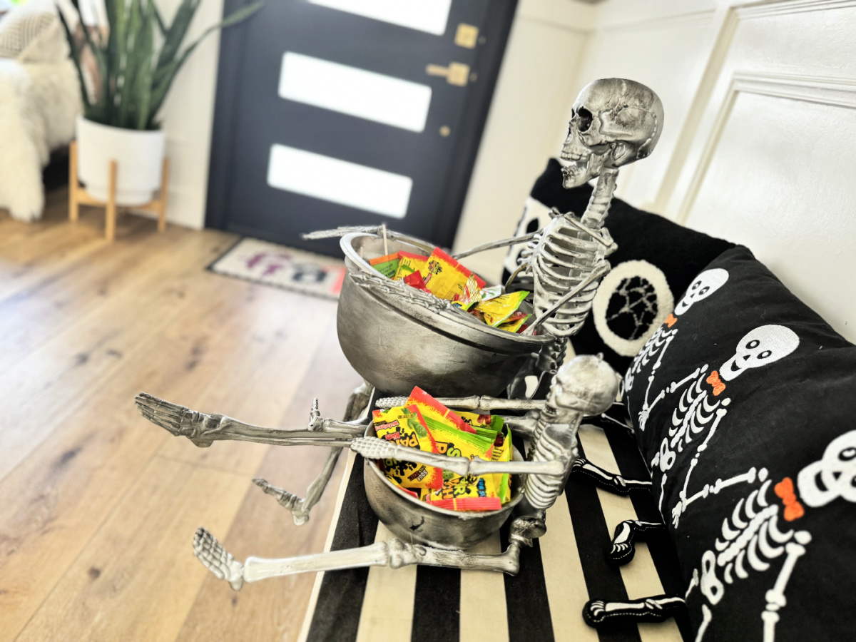 DIY Halloween Skeleton Candy Bowl (Pottery Barn Inspired Craft!)