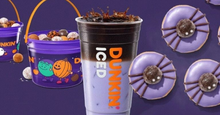 NEW Dunkin' Halloween Menu Available Now | Munchkin Buckets, Spider ...