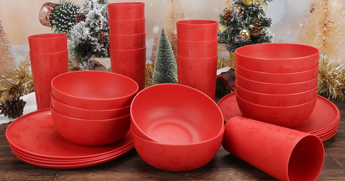 Mainstays 30-Piece Etched Holiday Dinnerware Set Just $14.98 at Walmart ...