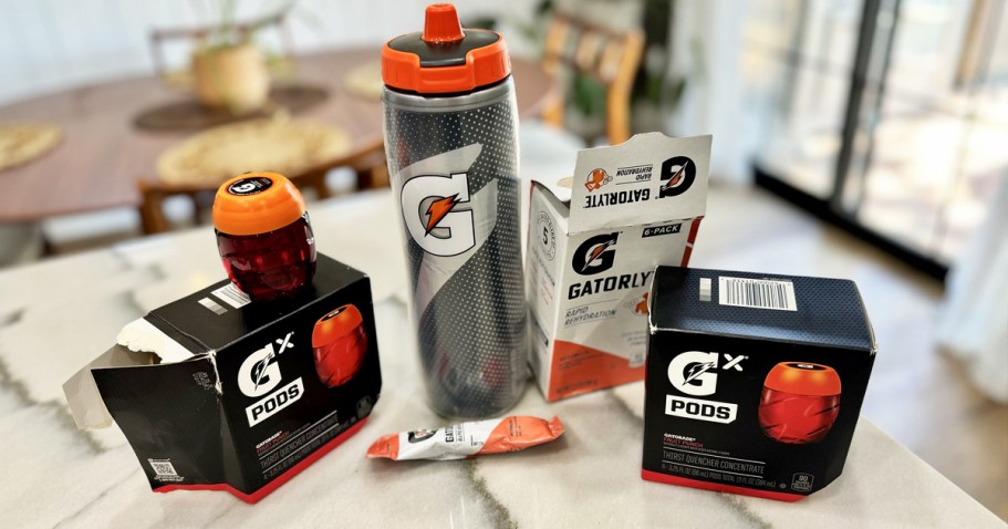 Gatorade Hydration Sticks 48-Count Bundle w/ Water Bottle & Sweat ...