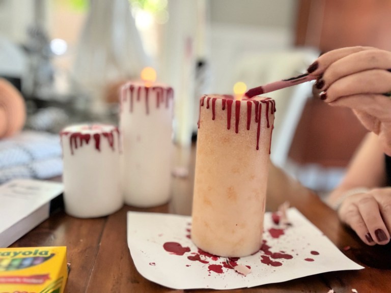Make Spooky DIY Bloody Candles by Melting Red Crayons!