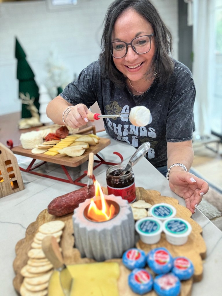 Create a Brie and Fig Savory S'mores Board as a Party Appetizer!