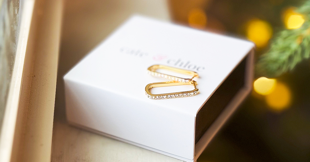 Cate & Chloe Square Hoop Earrings w/ Swarovski Crystals Only $14.99 ...