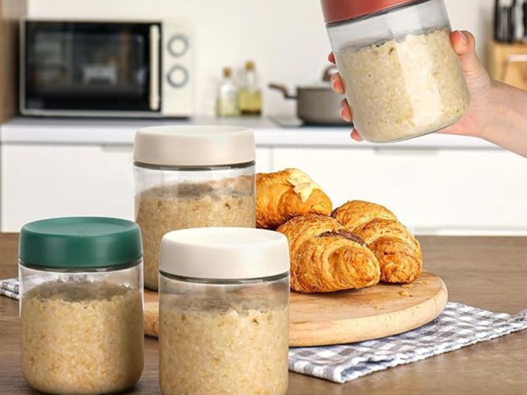 Highly-Rated Glass Overnight Oats 16oz Containers 4-Pack w/ Lids ONLY ...