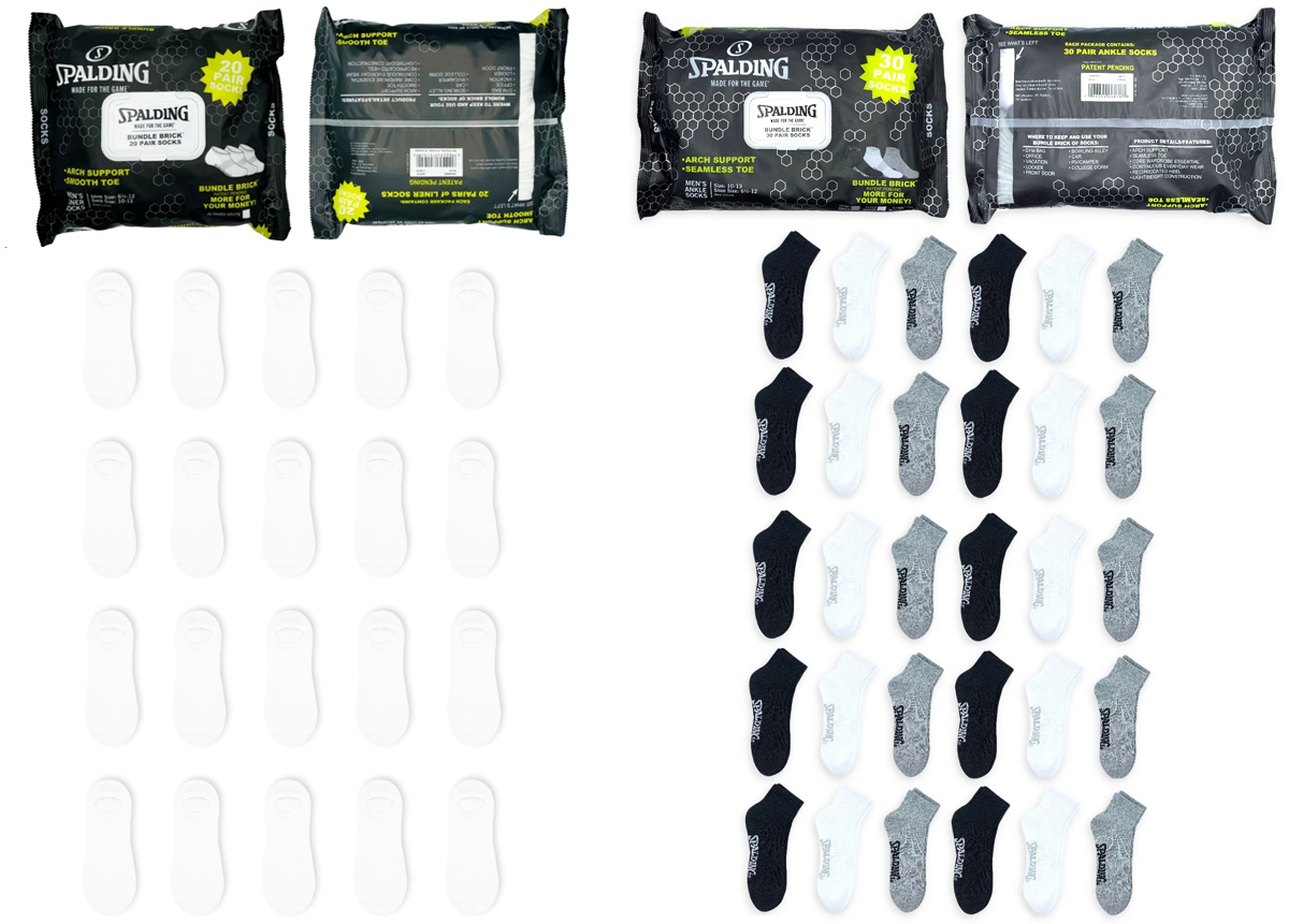 Spalding Men's Socks 20-Pack Just $4.75 on Walmart.com (Only 24¢ Per ...