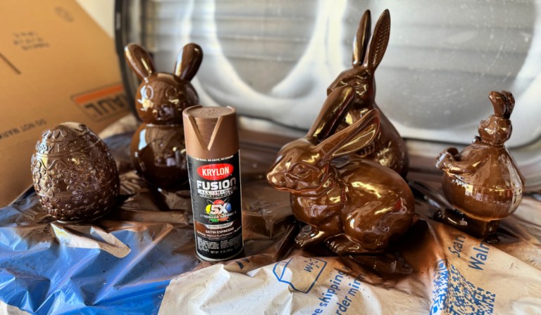 DIY This $1.25 Chocolate Bunny Decoration Using Spray Paint!