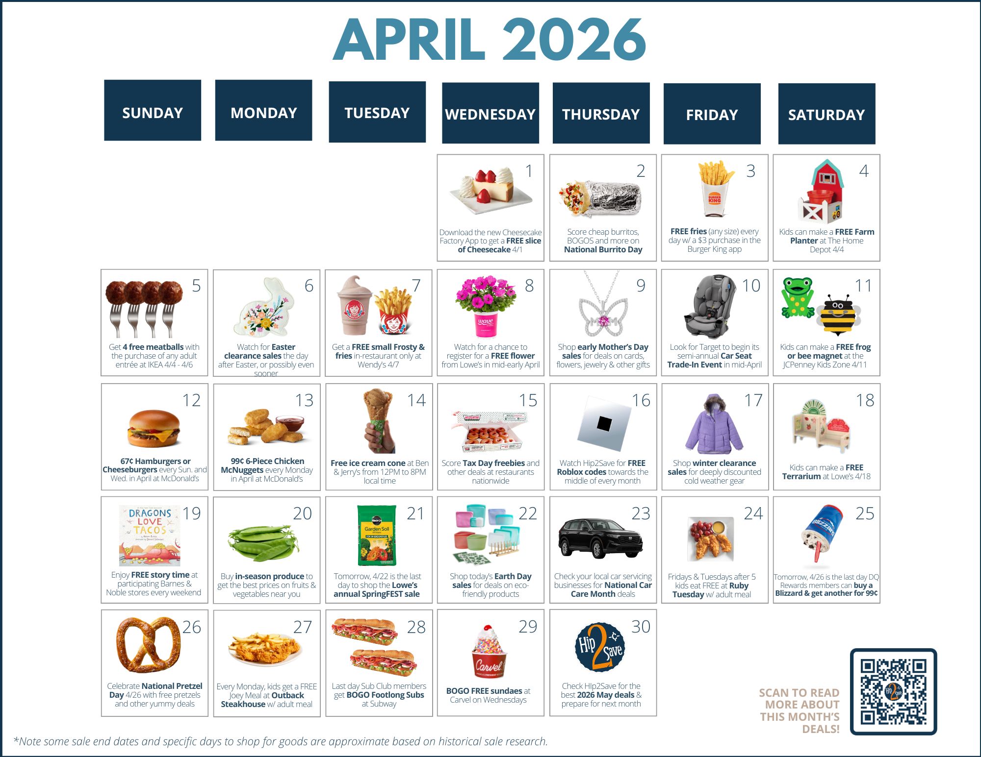 April Sales | What to Buy in April 2026 Calendar Printable