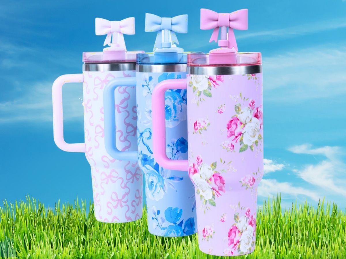 Hi Peach Layne Tumbler w/ Bow Straw Cover Only $10 at Walmart (Includes ...