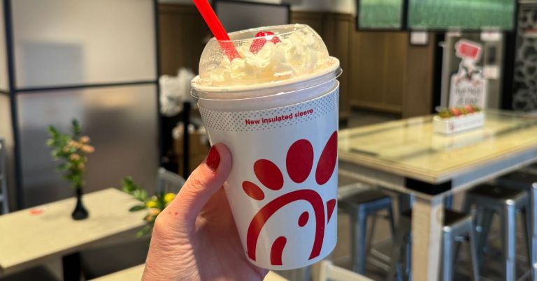 Chick-fil-A Peach Milkshake + Maple Pepper Bacon Sandwich