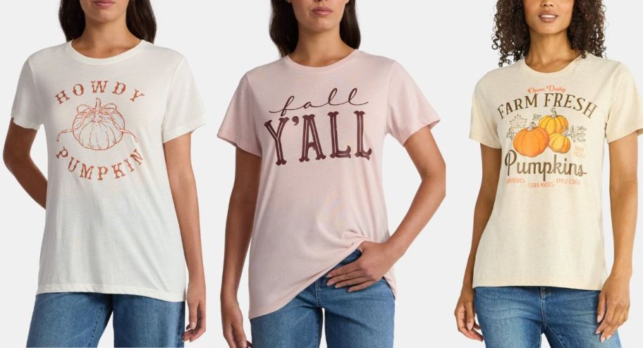 New Walmart Women's Graphic Tees from $6.98 | Fun Fall Designs! | Hip2Save
