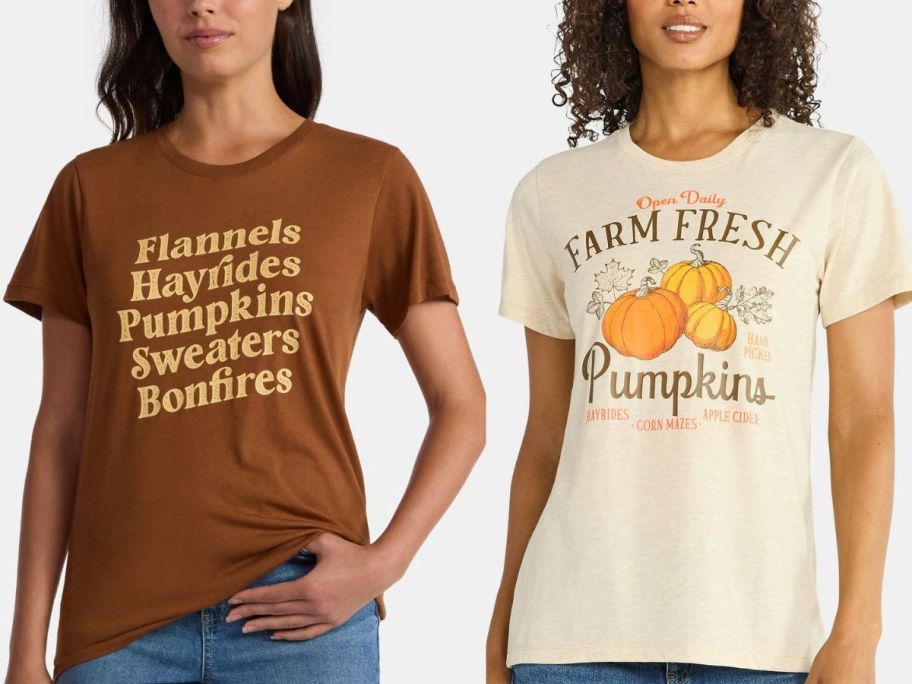 New Walmart Women's Graphic Tees from $6.98 | Fun Fall Designs! | Hip2Save