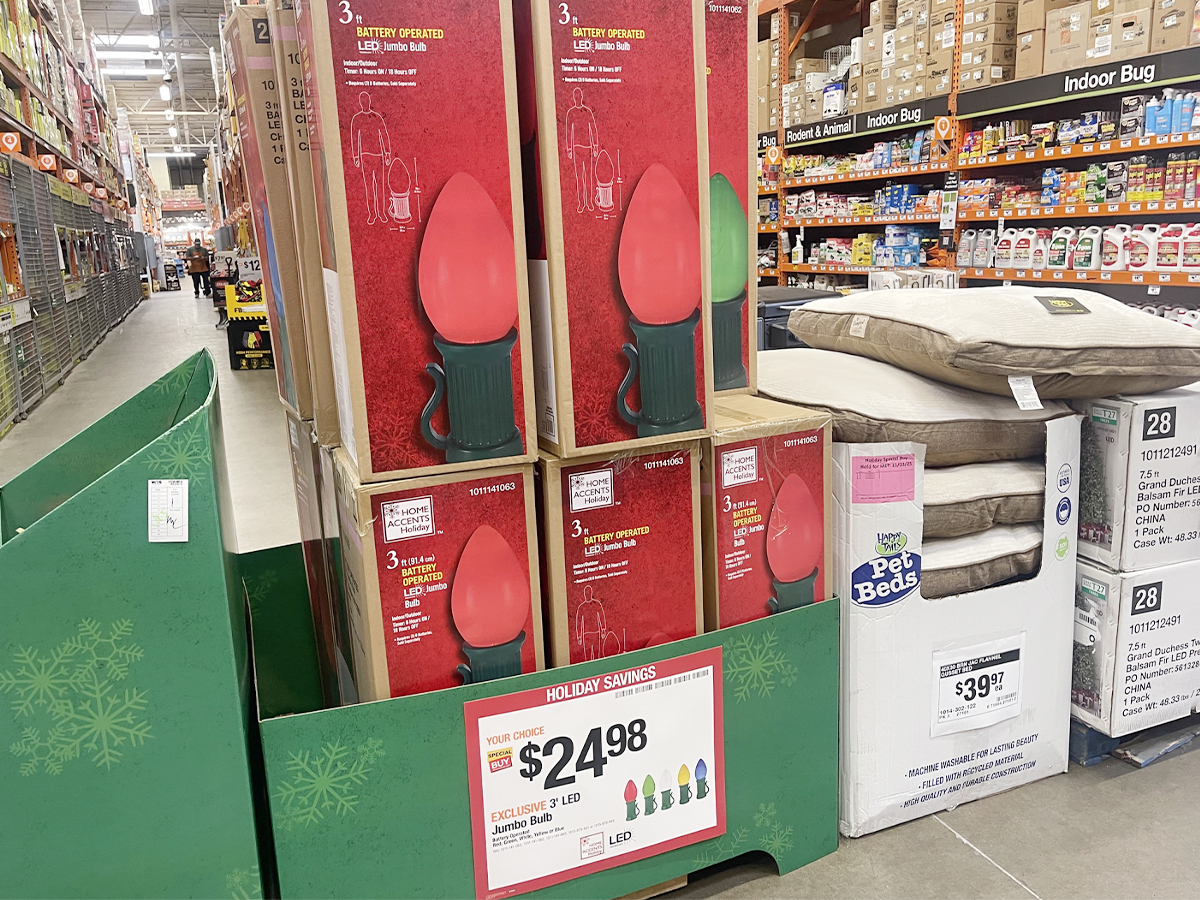 Jumbo 3' LED Holiday Lights Only $24.98 on HomeDepot.com (5 Color ...
