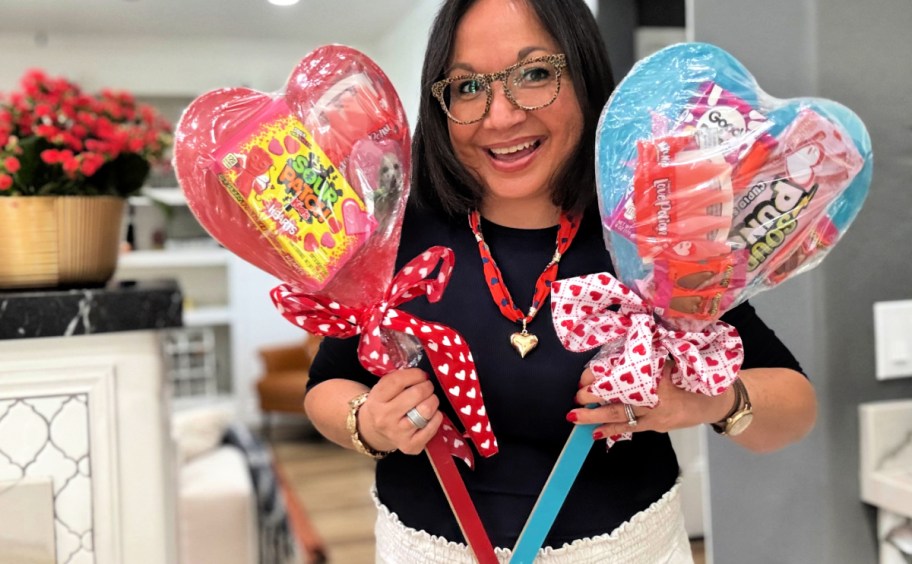Use Heart Stakes to Make Dollar Tree Valentines DIY Candy Gifts!